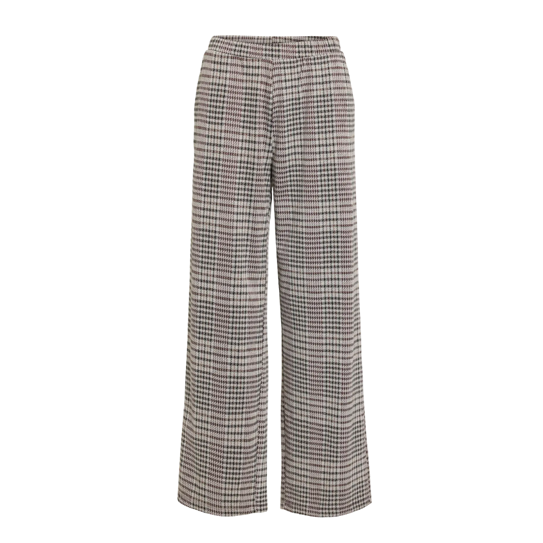 Checked Wide-Leg Trousers – Black & Burgundy | The Decorium